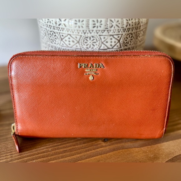 Prada | Bags | Authentic Saffiano Prada Long Wallet Safiano Leather ...